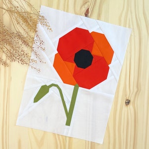 Poppy Quilt Pattern | Flower Quilt Pattern | Digital PDF Download ...