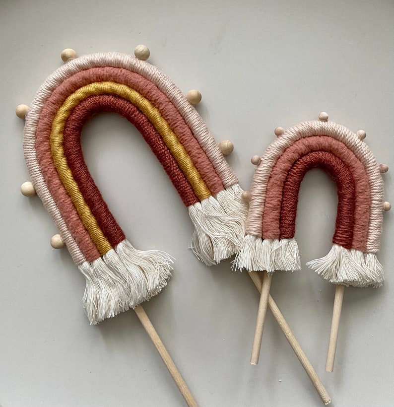 Boho Birthday Rainbow Cake Topper Set Birthday Birthday Cake - Etsy