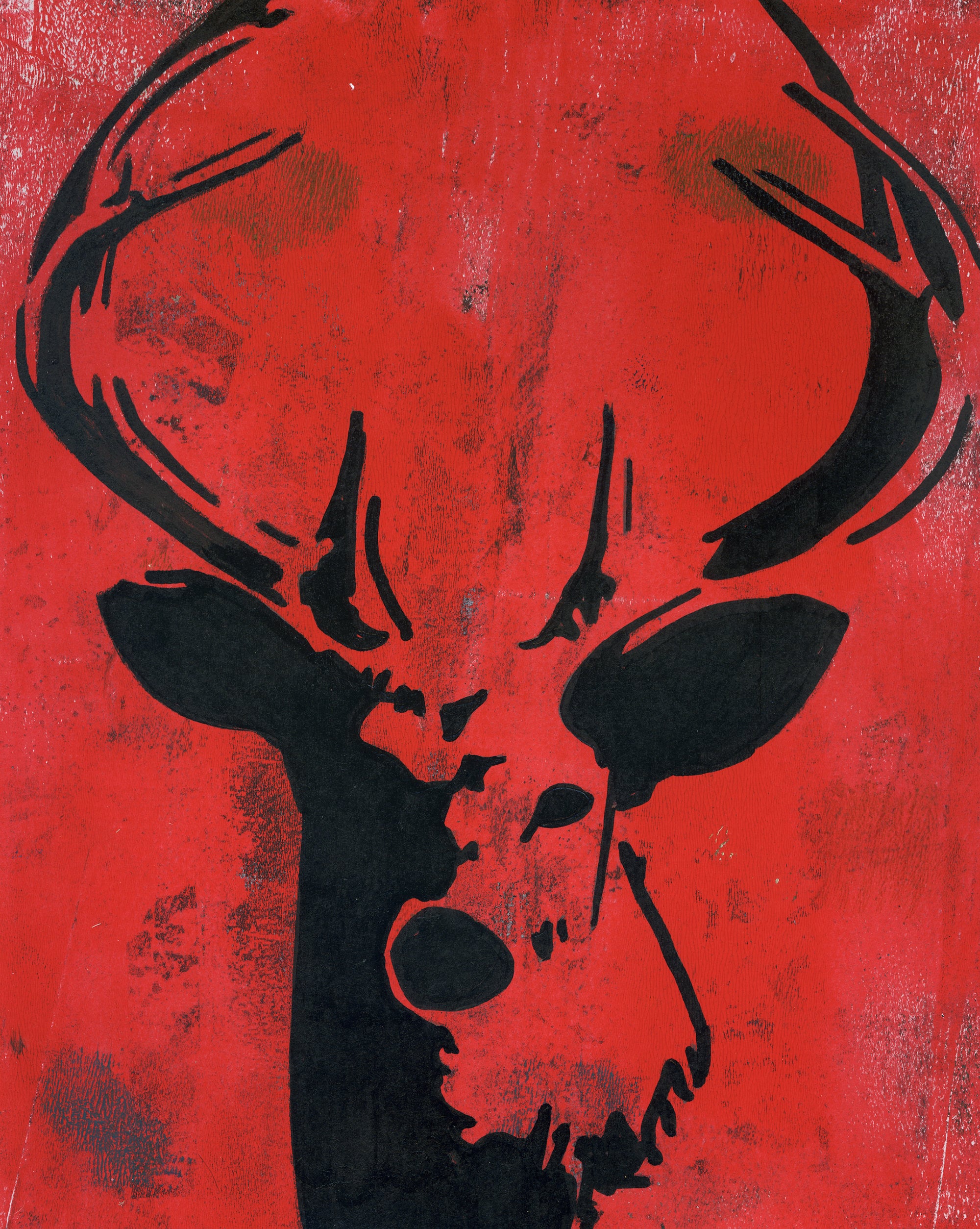 Abstract Art Red Gel Print With Black Stag Stencil Wall Print - Etsy UK