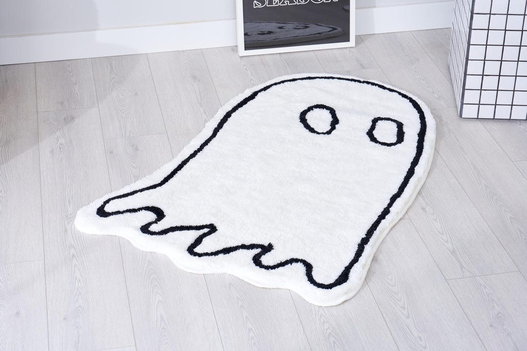 Handmade Ghost Rug – Cute Spooky Decor | Halloween Aesthetic Rug ...