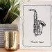 Saxophone Printable Thank You Card for Music Teacher, Kids Musical ...