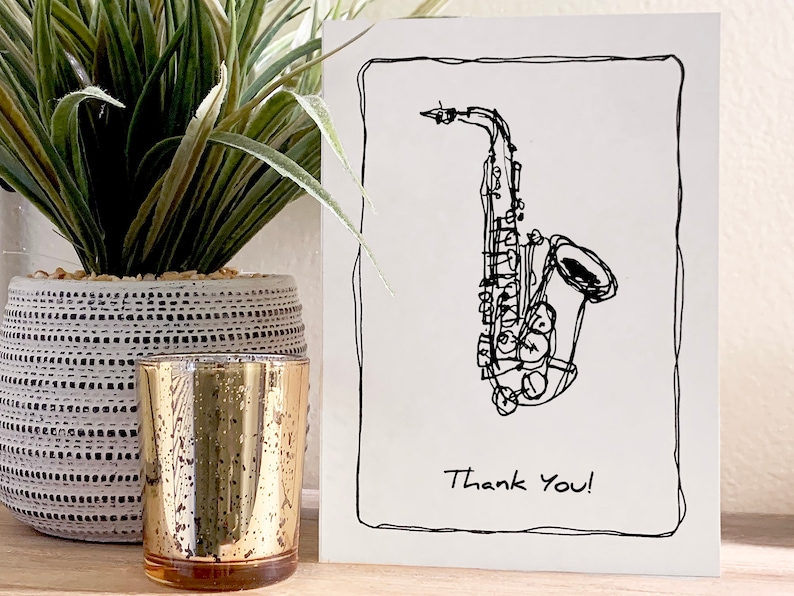 Saxophone Printable Thank You Card for Music Teacher, Kids Musical ...