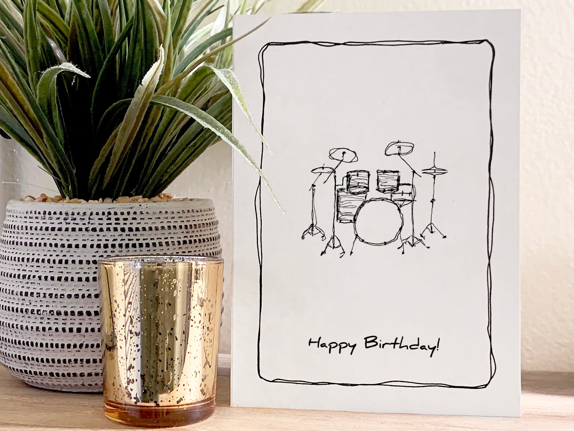 Drum Set Printable Birthday Card, Percussion Instrument for Drummer ...