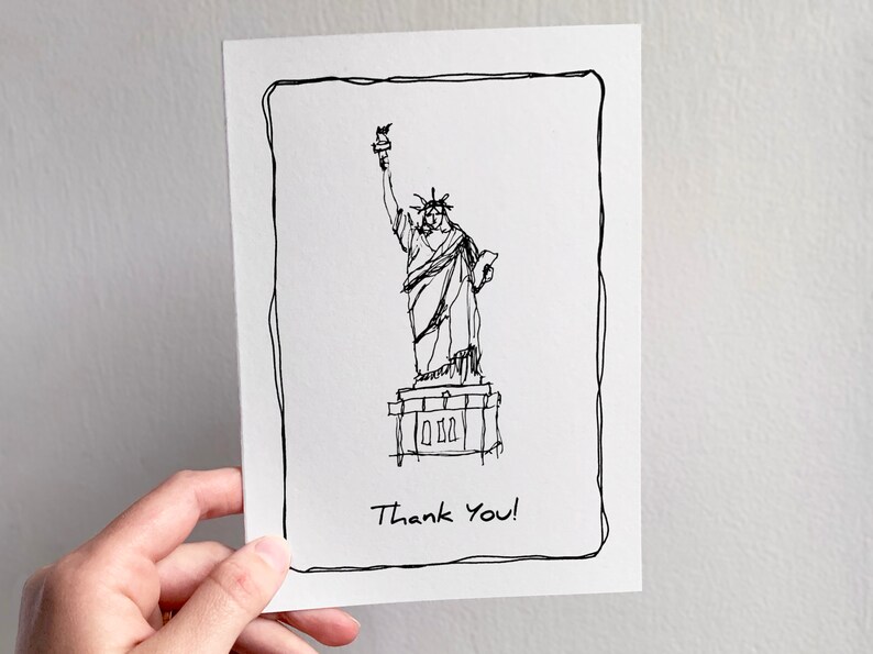 Statue of Liberty Printable Thank You Card Kids New York City - Etsy