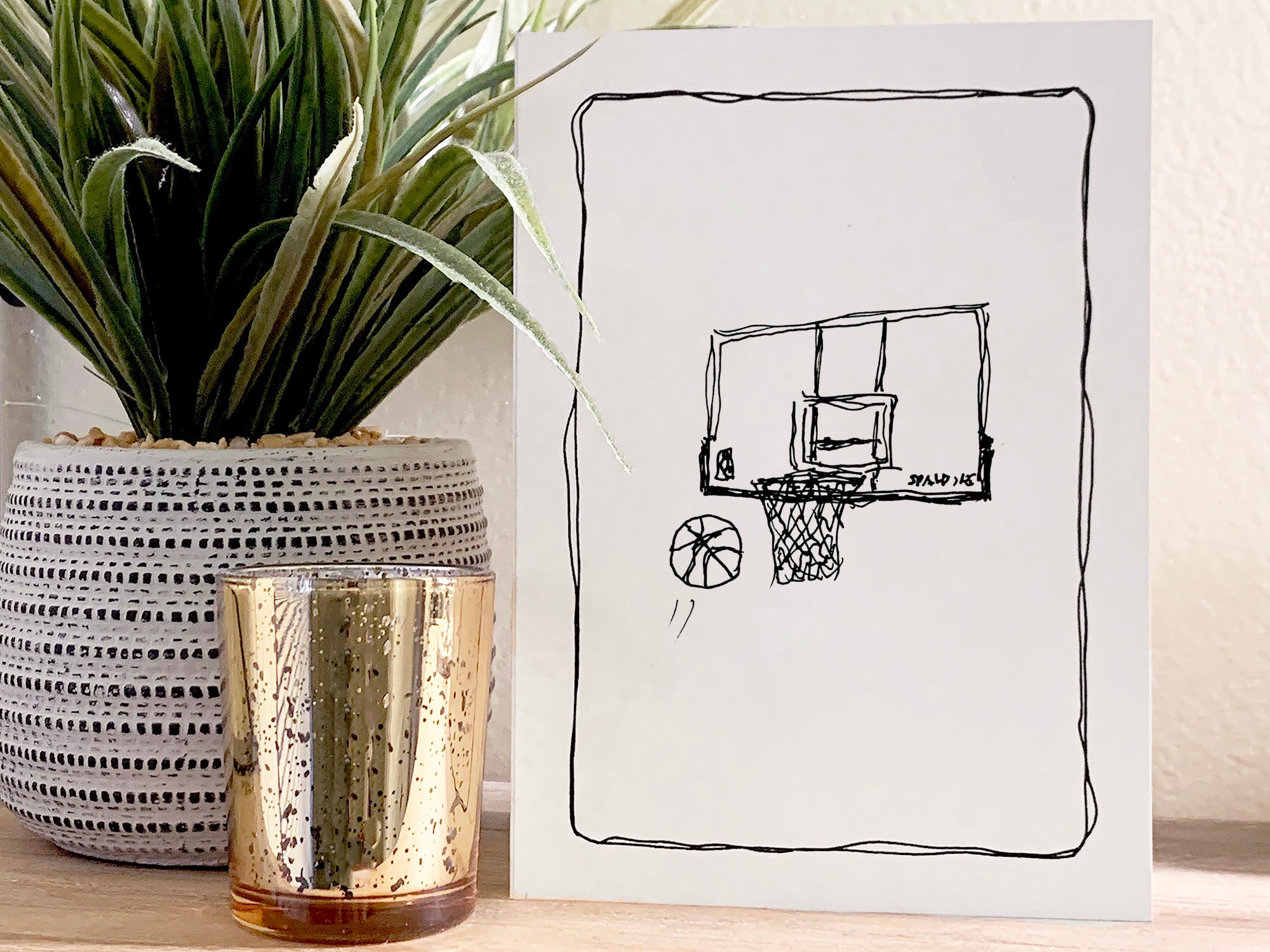 Basketball Printable Blank Card Ball & Hoop Sport Art - Etsy