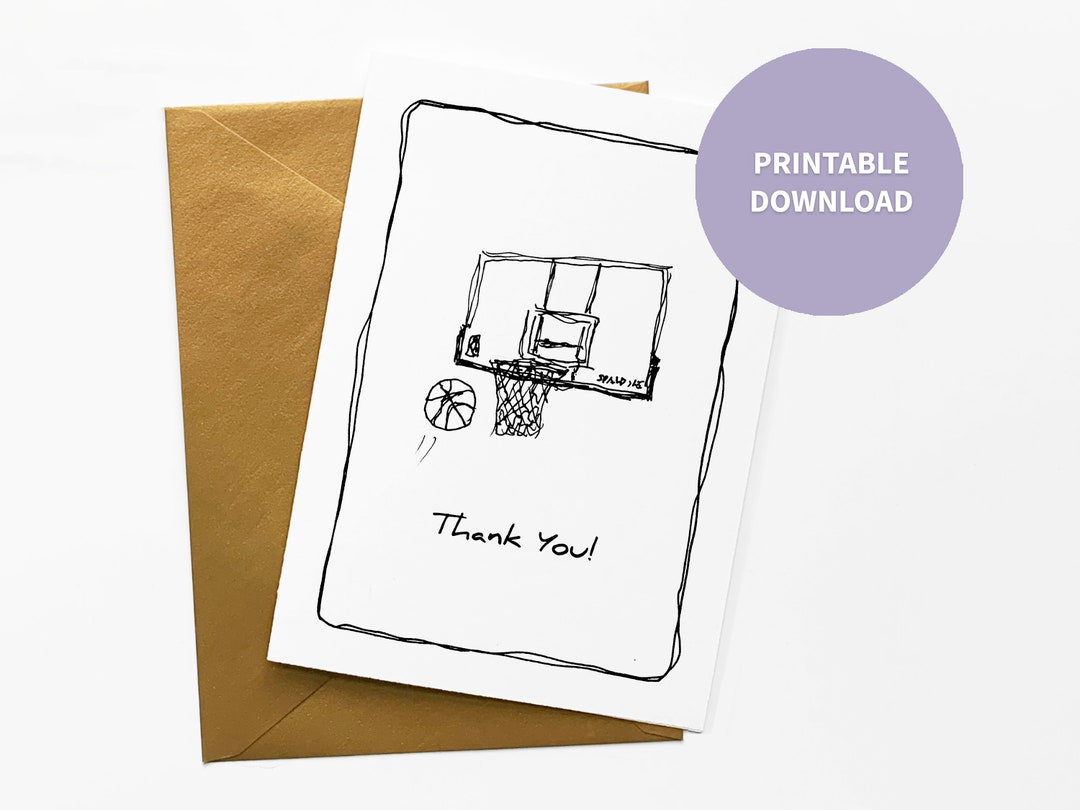 Basketball Printable Thank You Card for Coach, Team Mom or Dad, NBA ...