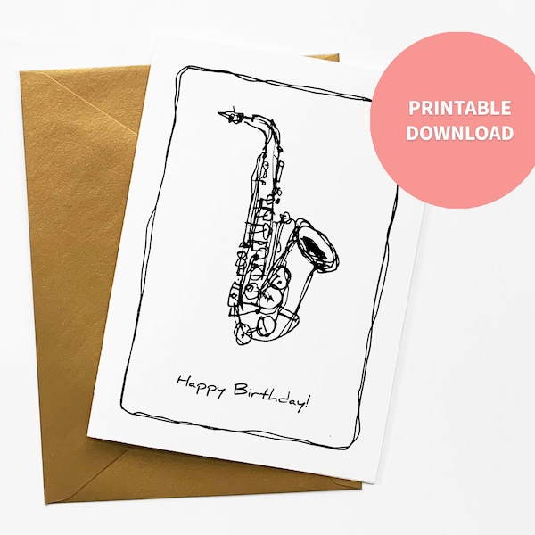 Saxophone Birthday Card - Etsy
