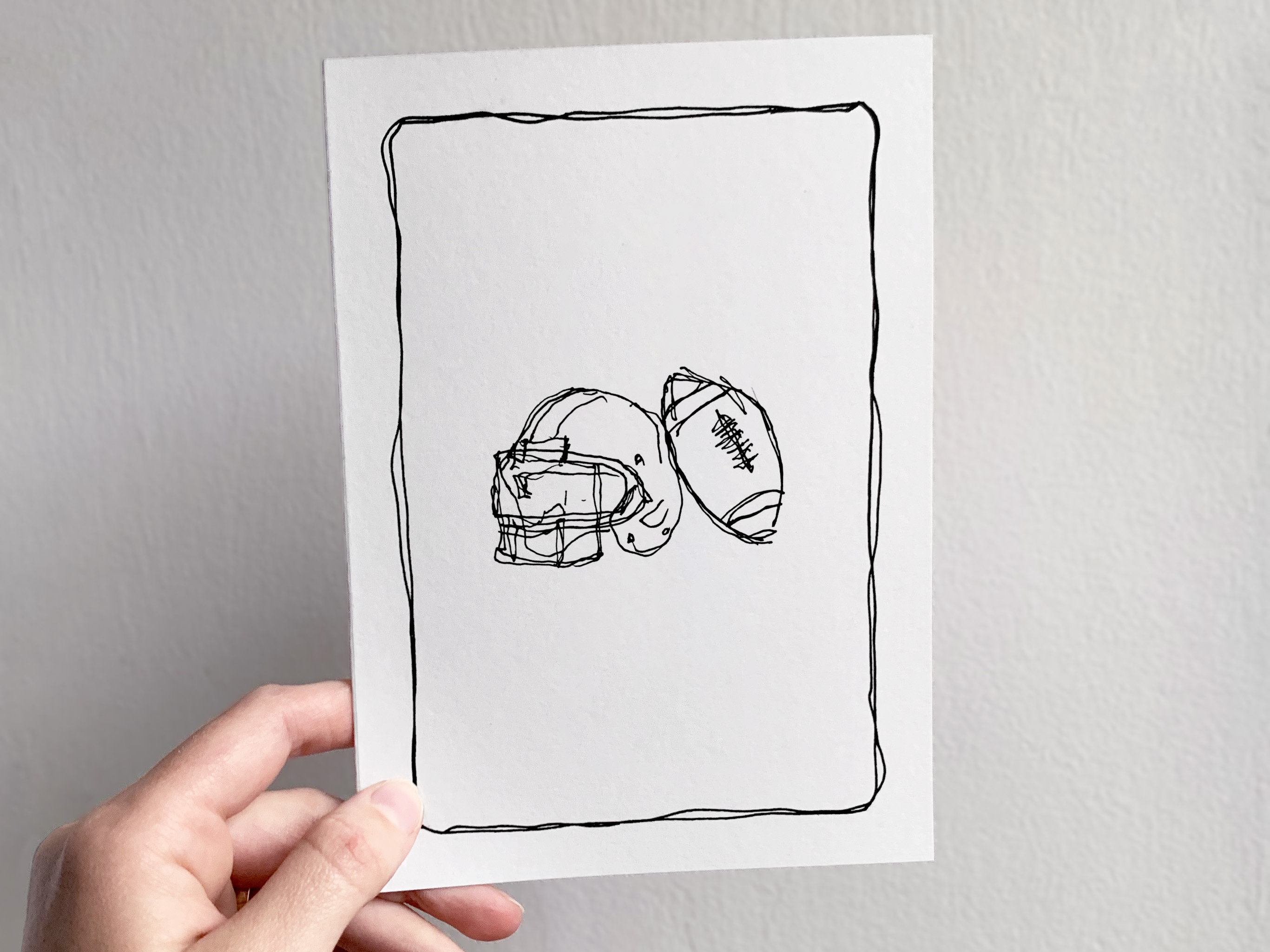 Football Printable Blank Card, Helmet Sport Art for Athlete, Greeting ...