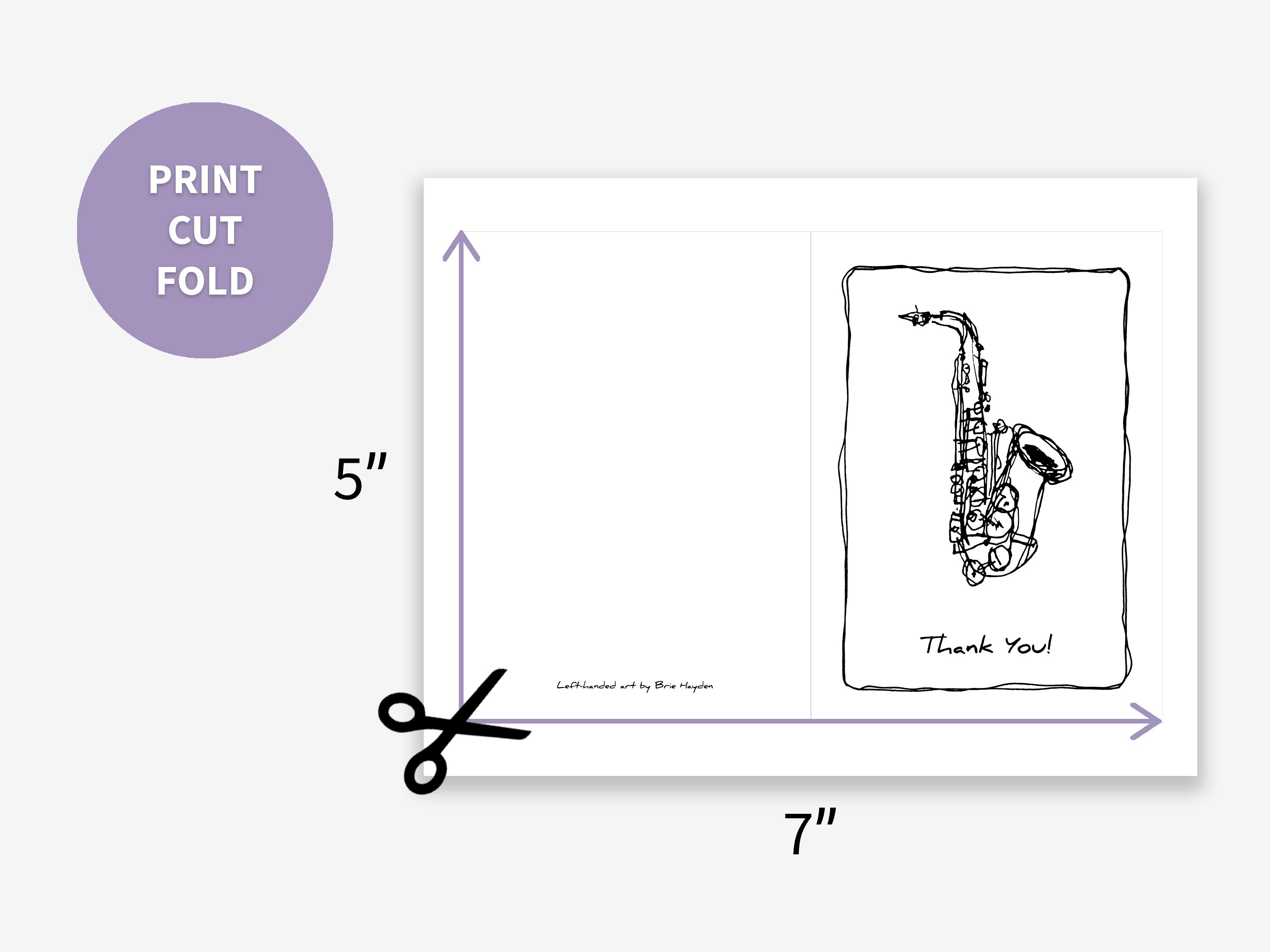 Saxophone Printable Thank You Card for Music Teacher, Kids Musical ...