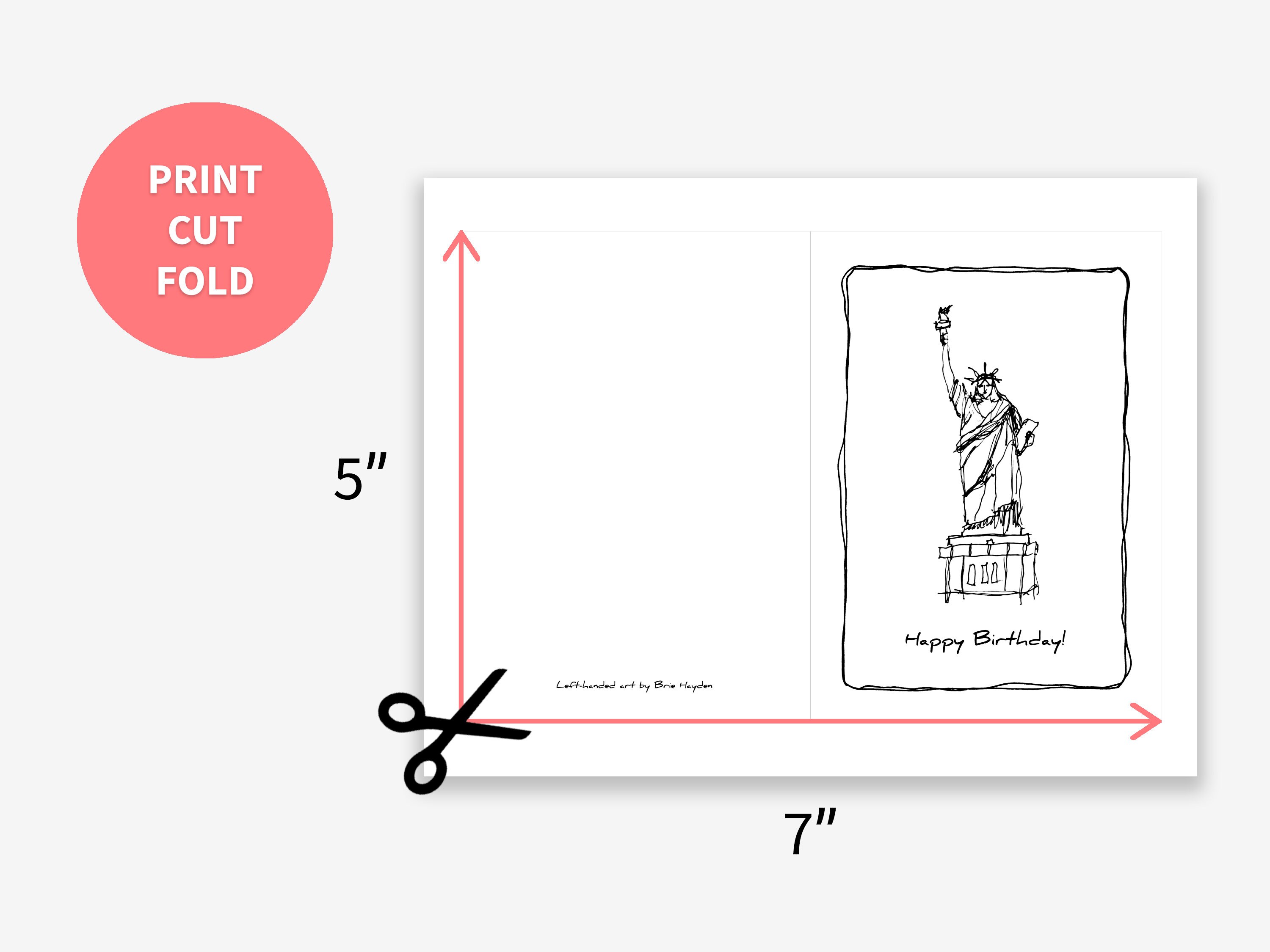 Statue of Liberty Printable Birthday Card, New York City Quirky ...