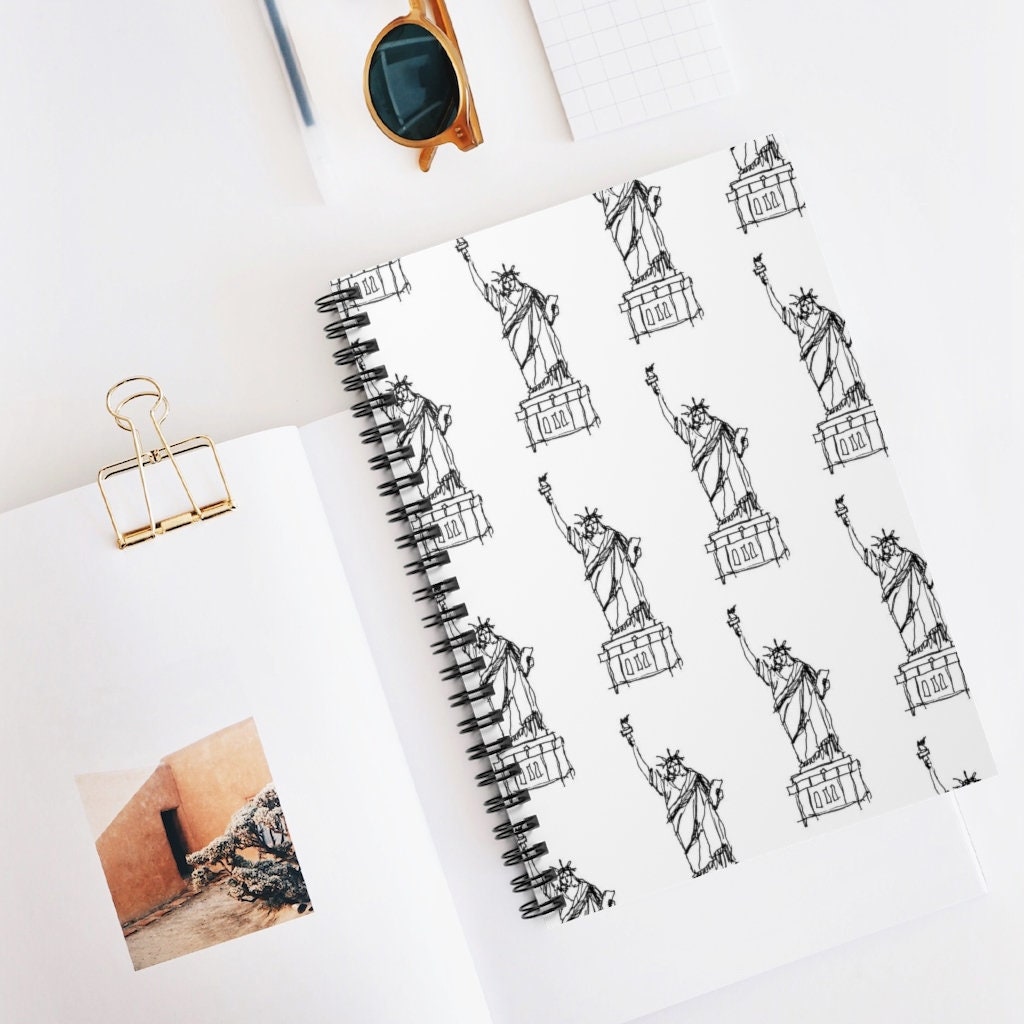 NYC Statue of Liberty Illustration Lined School Spiral Notebook, Blank ...