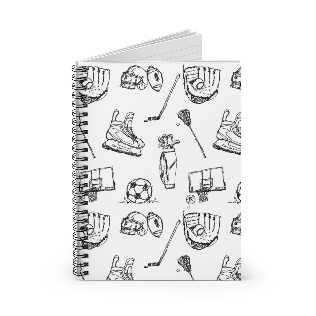 Sports Team Illustration Lined School Spiral Notebook, Blank Journal ...