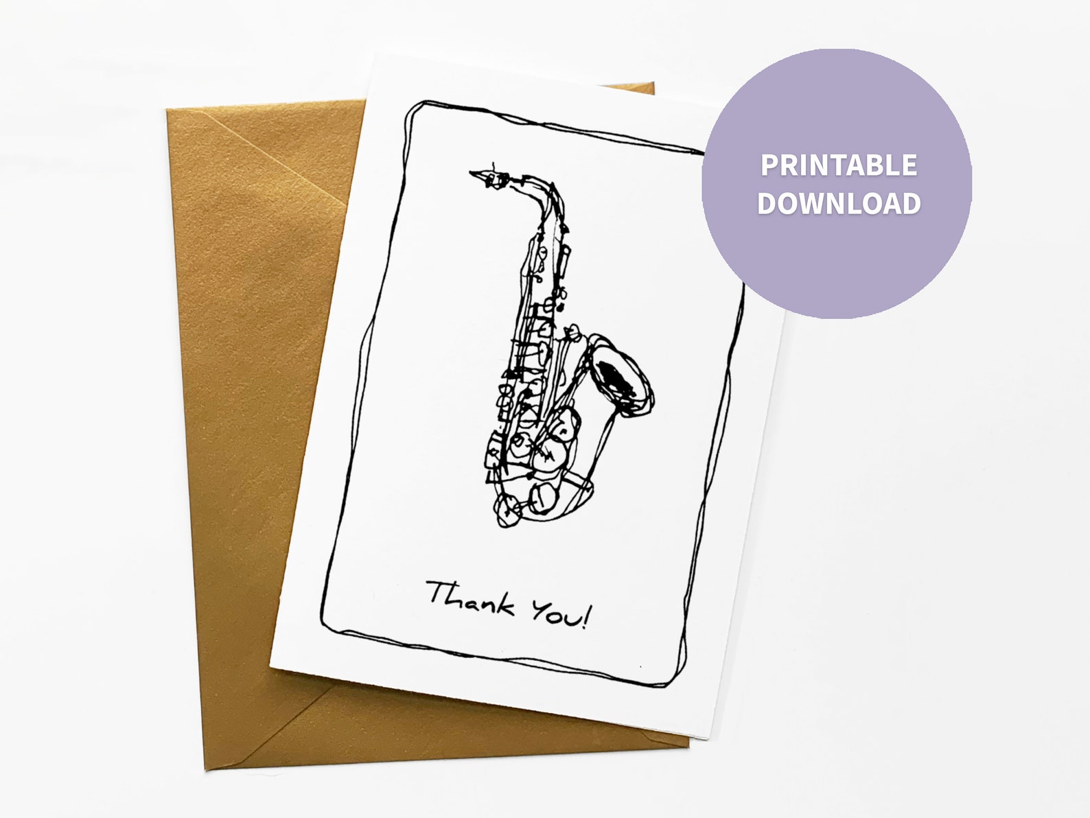 Saxophone Printable Thank You Card for Music Teacher, Kids Musical ...