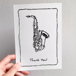 Saxophone Printable Thank You Card for Music Teacher, Kids Musical ...
