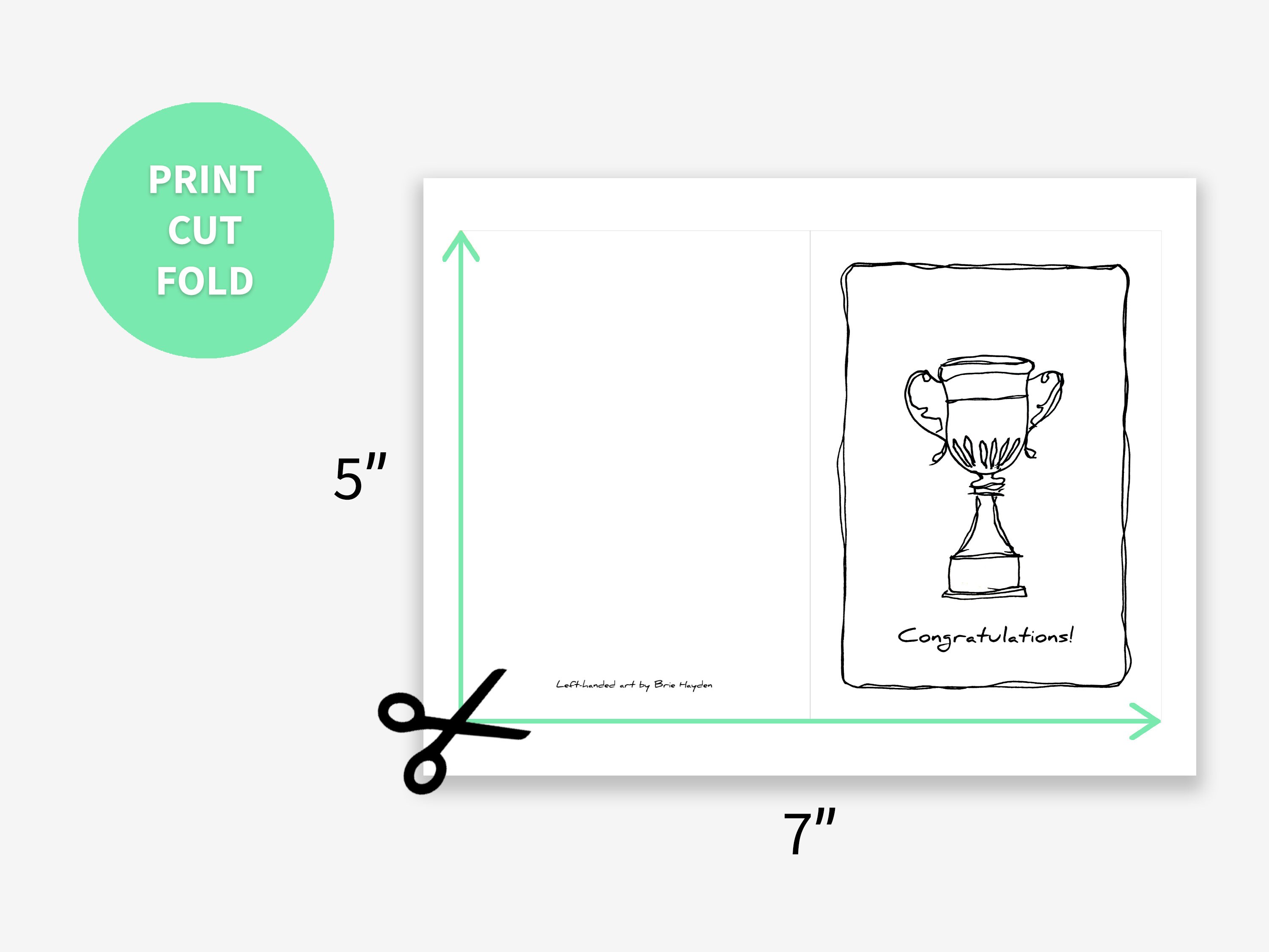 Trophy Printable Congratulations Card, Sports Win, Milestone ...