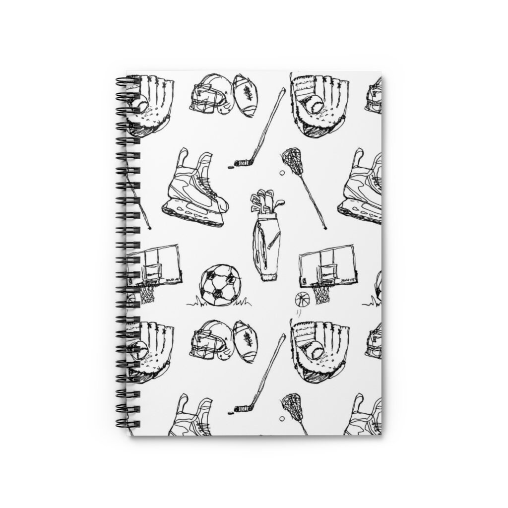 Sports Team Illustration Lined School Spiral Notebook, Blank Journal ...