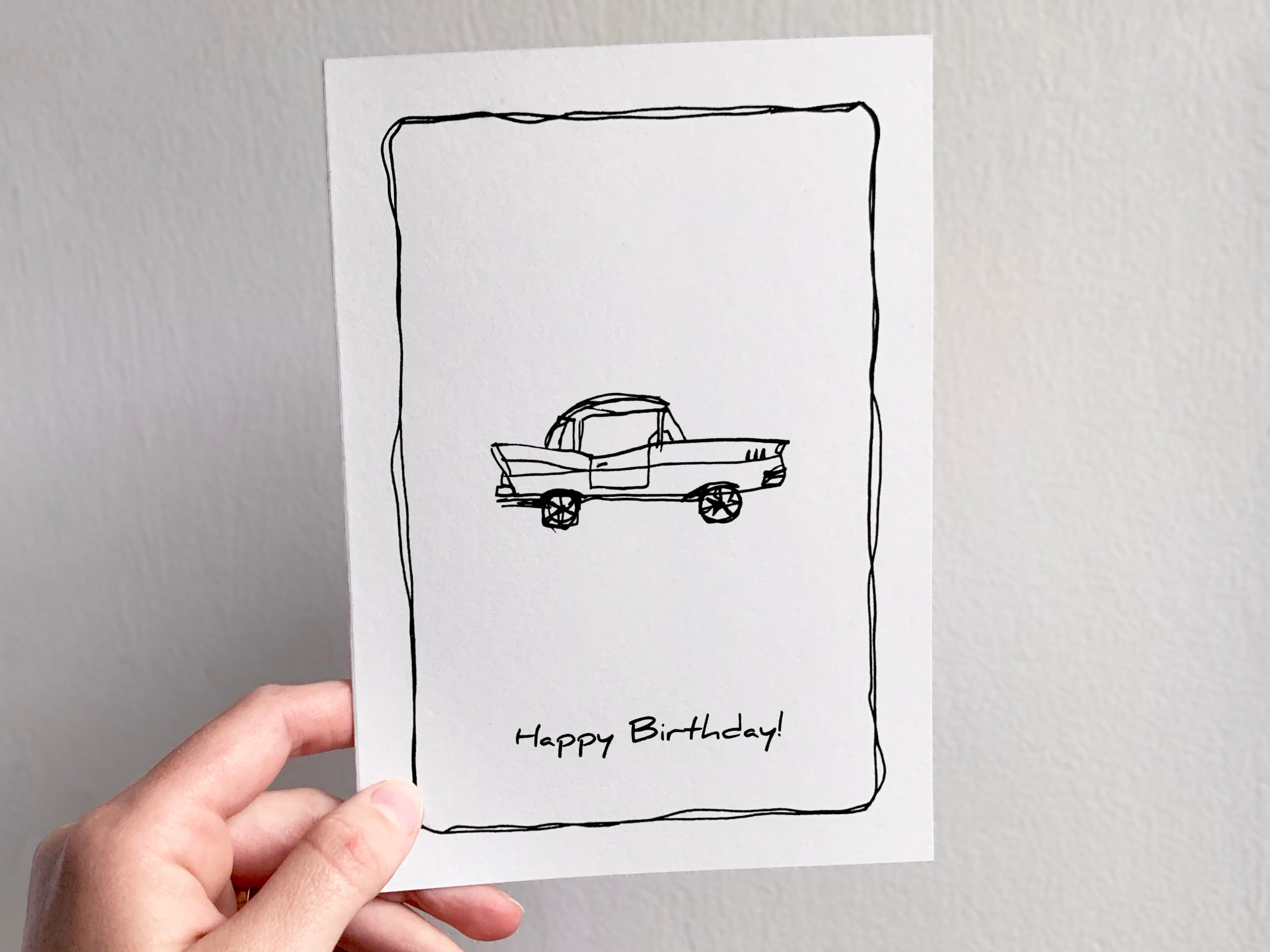 Vintage Car Printable Birthday Card, Quirky Illustration for Mechanic ...