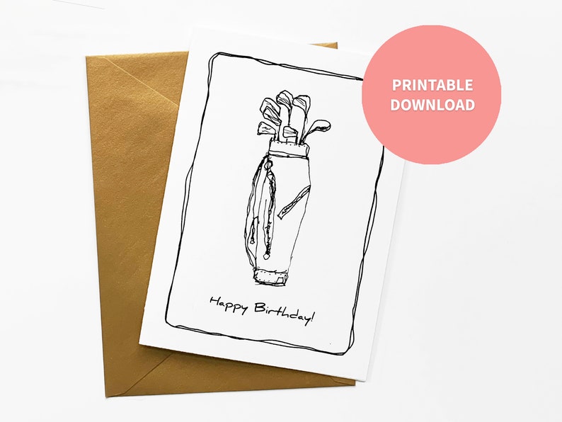 Golf Clubs Printable Birthday Card for Country Club Dad, Grandpa ...