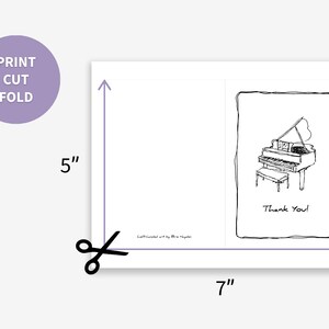 Grand Piano Printable Thank You Card for Music Teacher, Kids Musical ...