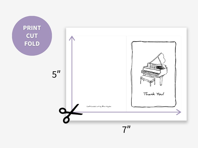 Grand Piano Printable Thank You Card for Music Teacher, Kids Musical ...
