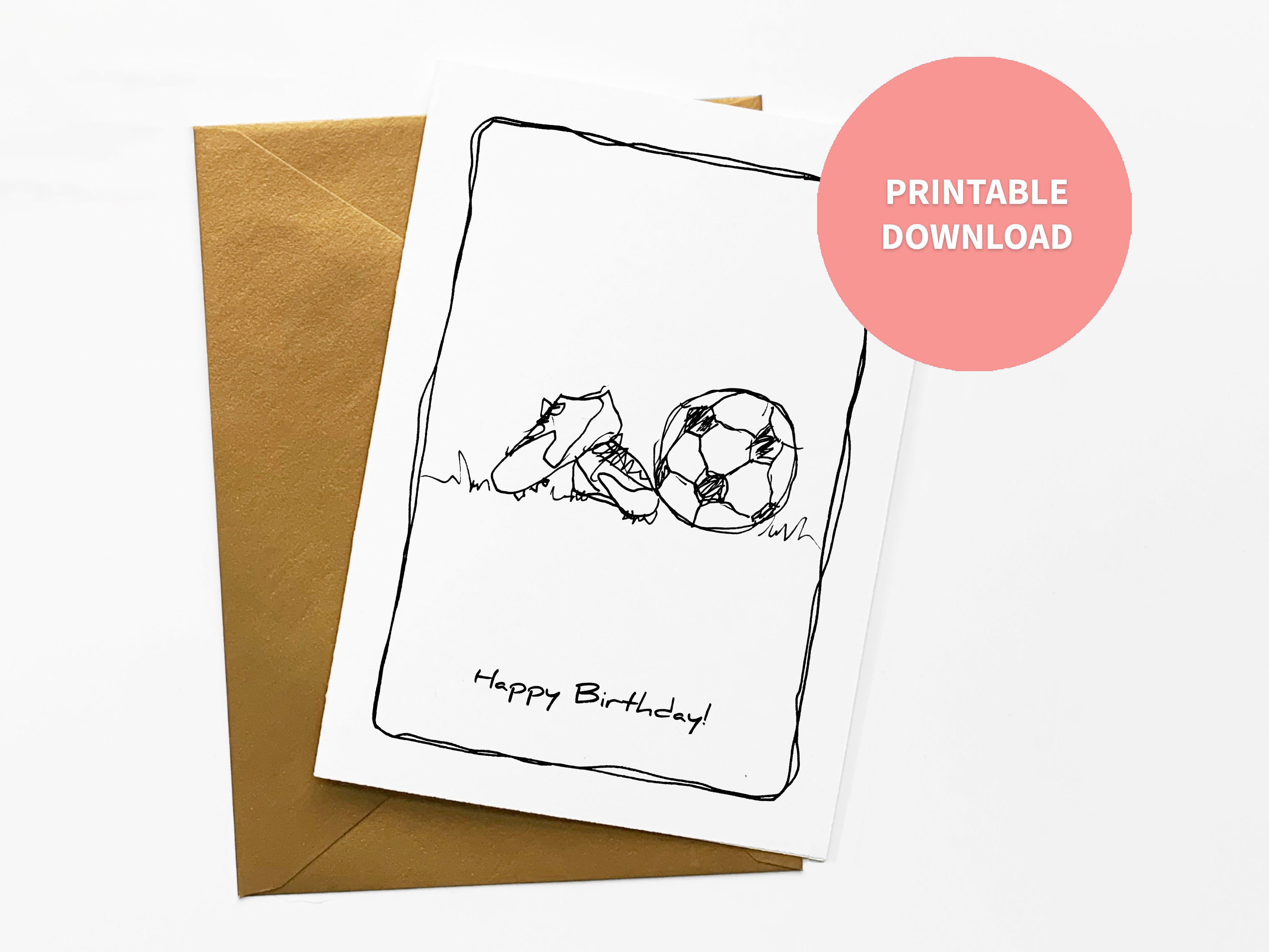 Soccer Ball Printable Birthday Card for Sporty Boy or Girl Athlete or ...