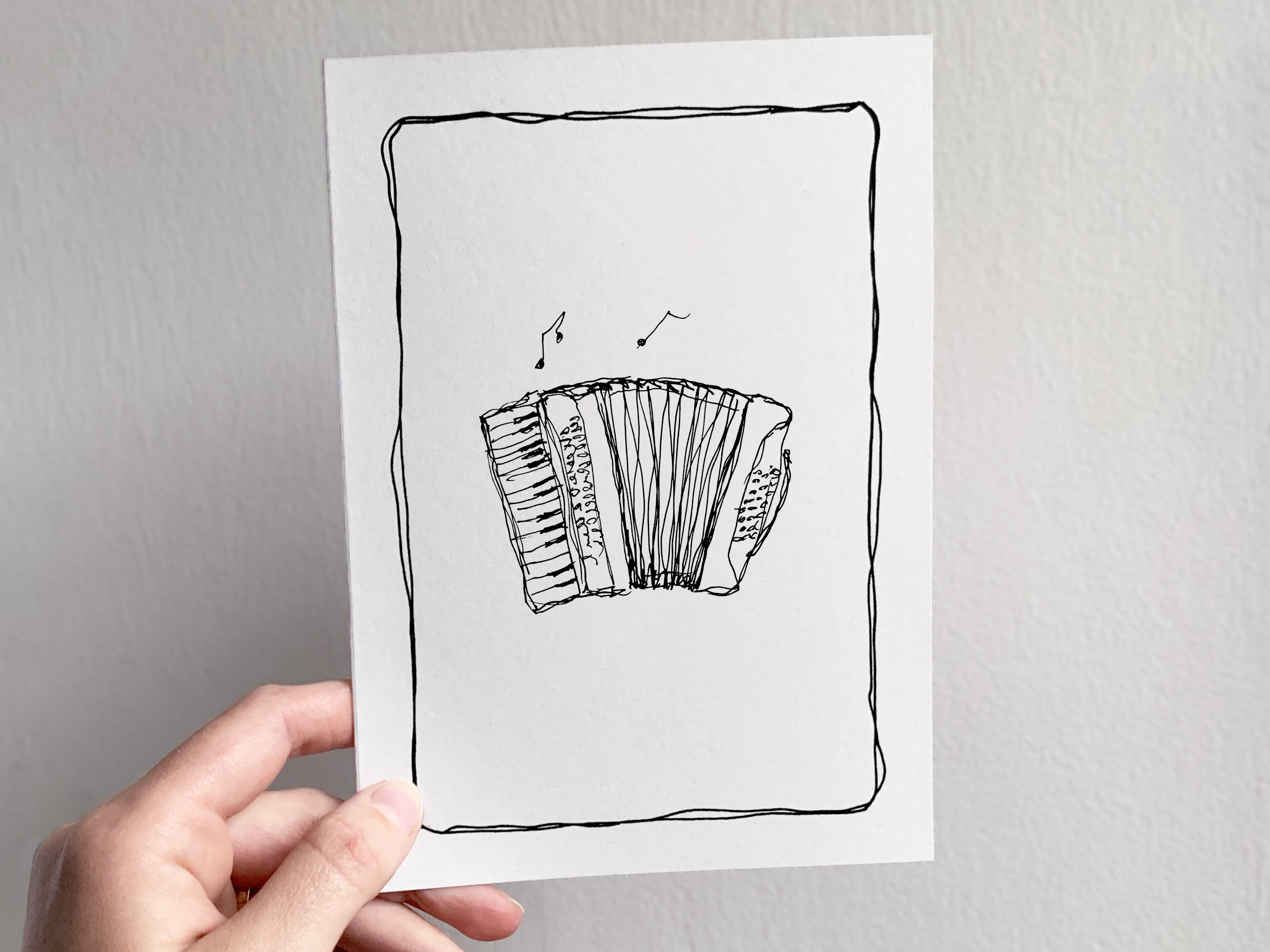 Accordion Printable Blank Card, Musical Instrument Art, Greeting Card ...