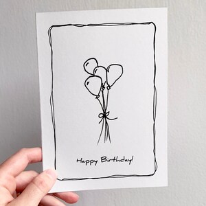 Balloons Printable Birthday Card, Quirky Art for Granddaughter ...