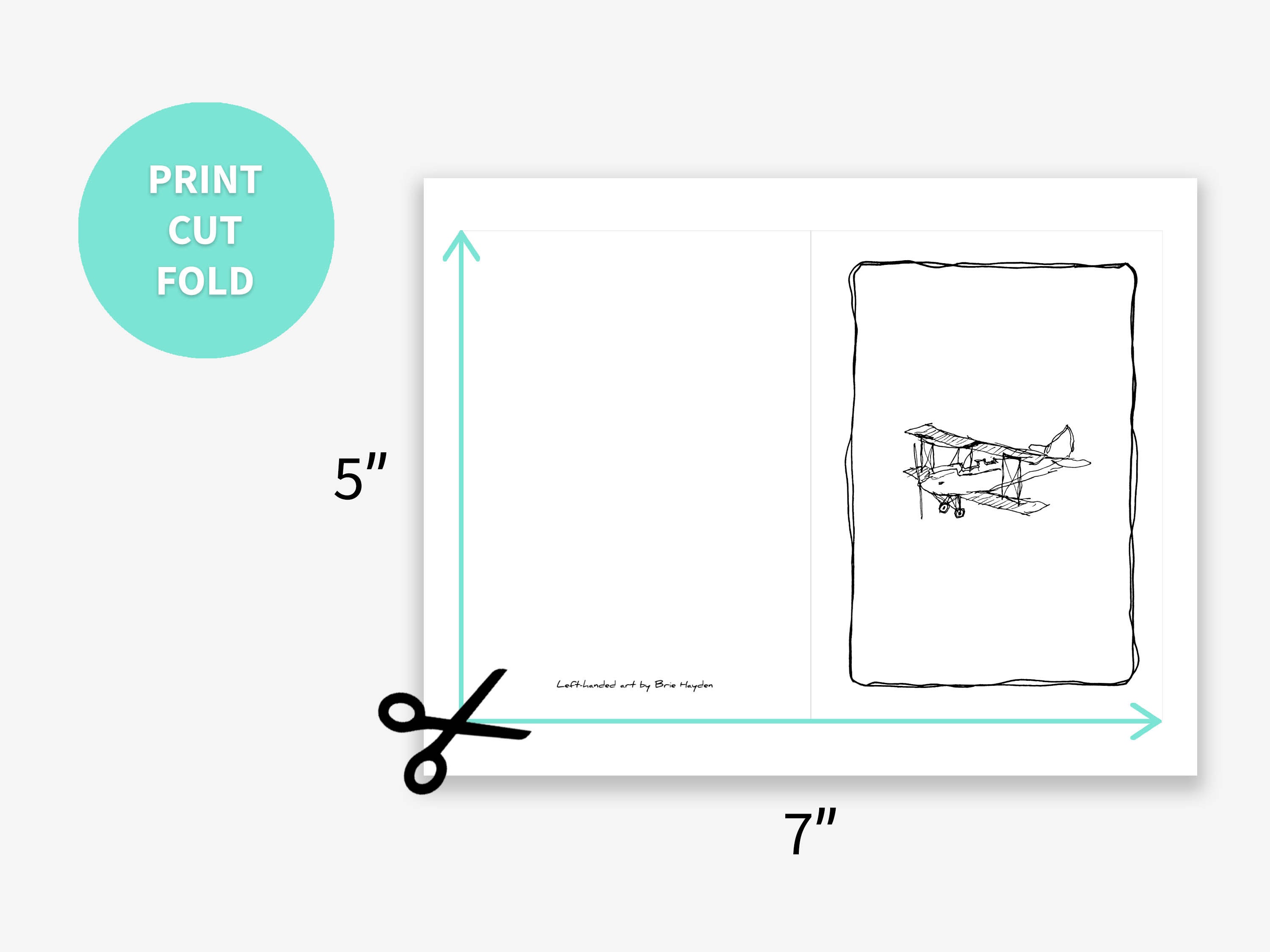 Airplane Printable Card, Vintage Plane Illustration, Greeting Card, 5 X ...