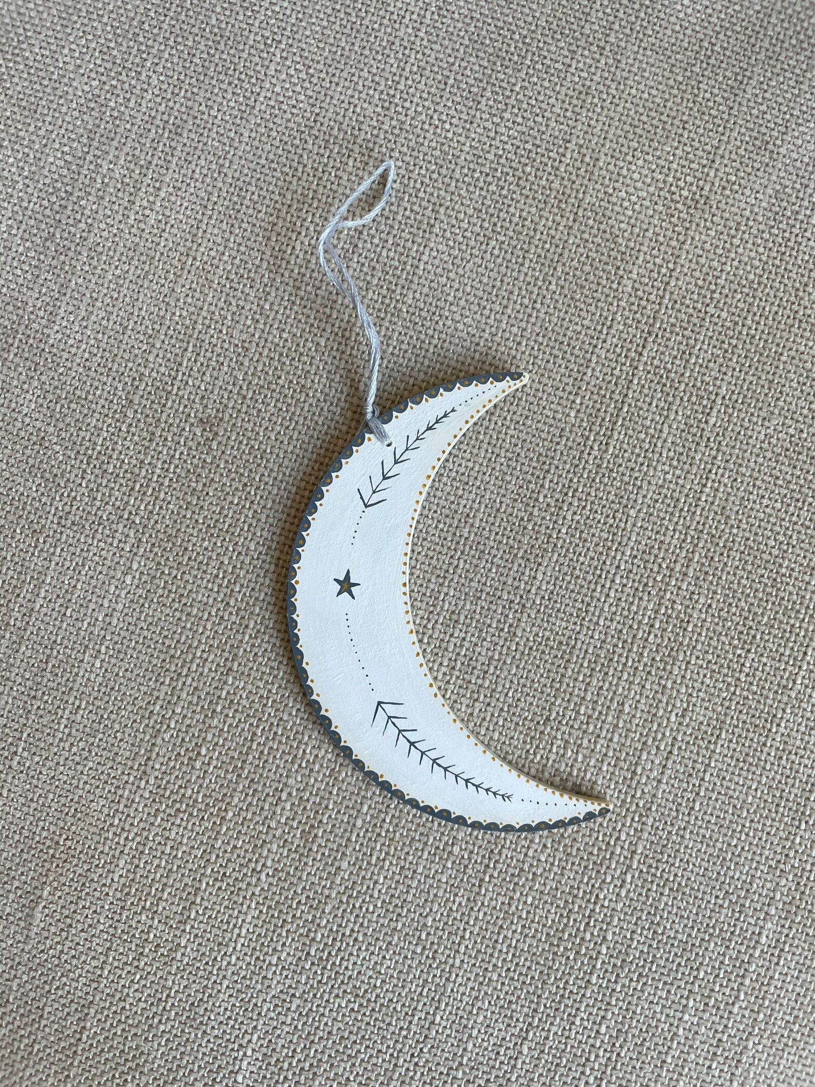 Hand Painted Folk Art Moon - Etsy UK