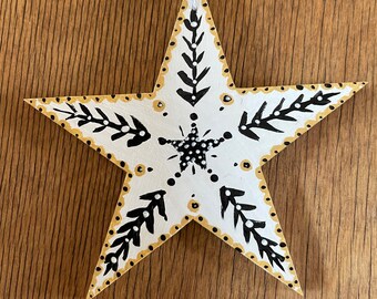 Scandi Folk Art Hand Embroidered Felt Star Hanging Decoration - Etsy