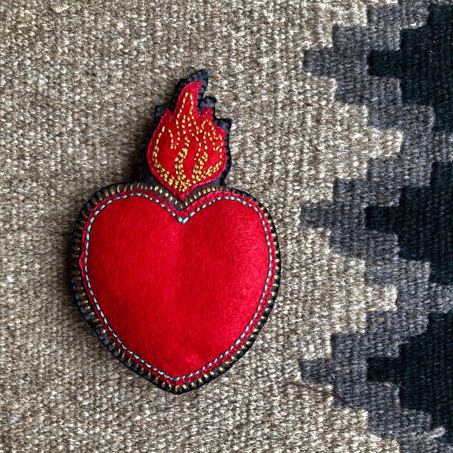 Sagrado corazón de Milagro mexicano con llamas - Etsy España