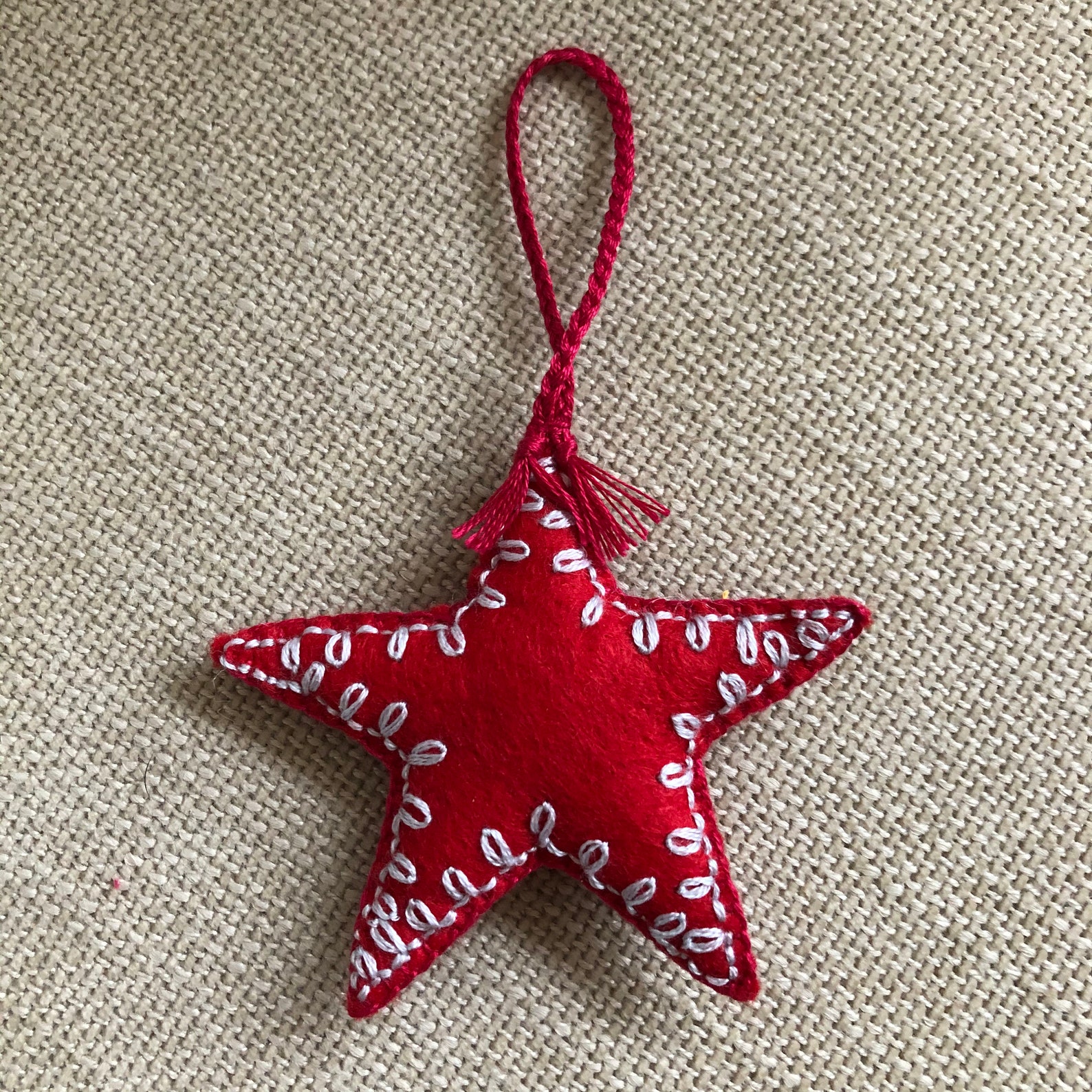 Scandi Folk Art Hand Embroidered Felt Star Hanging Decoration - Etsy