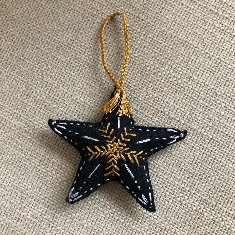 Scandi Folk Art Hand Embroidered Felt Star Hanging Decoration - Etsy