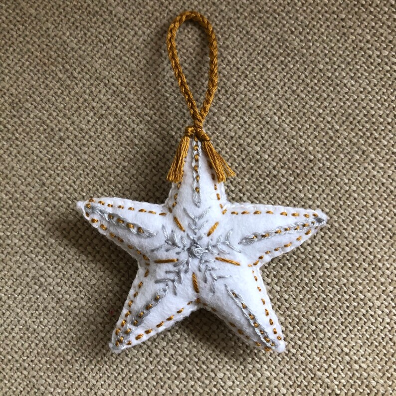 Scandi Folk Art Hand Embroidered Felt Star Hanging Decoration - Etsy
