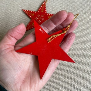 Red Scandi Christmas Stars Folk Art Hand Painted Set of 2 - Etsy