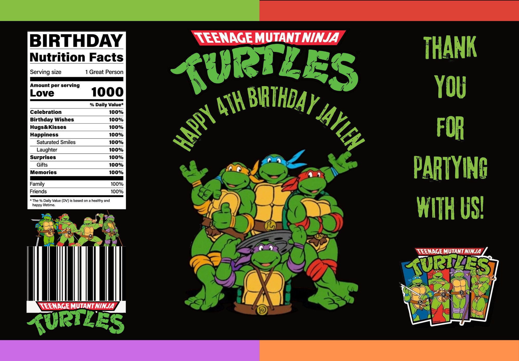 Editable Turtles Chip Bag - Etsy