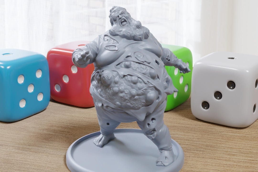 Bloated Big Zombie - 3D Printed Minifigure for Zombie Post Apocalyptic ...