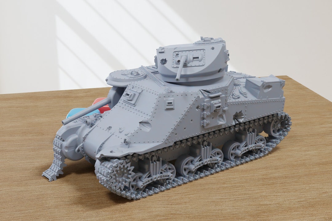 Destroyed M3 Lee Medium Tank - 3D Printed Miniature Wargaming Combat ...