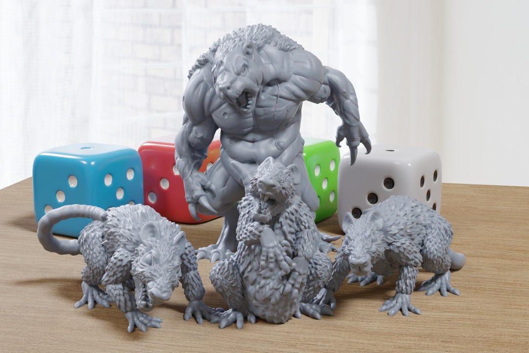 Mutated Rats - 3D Printed Minifigures - Post Apocalyptic Miniature for ...