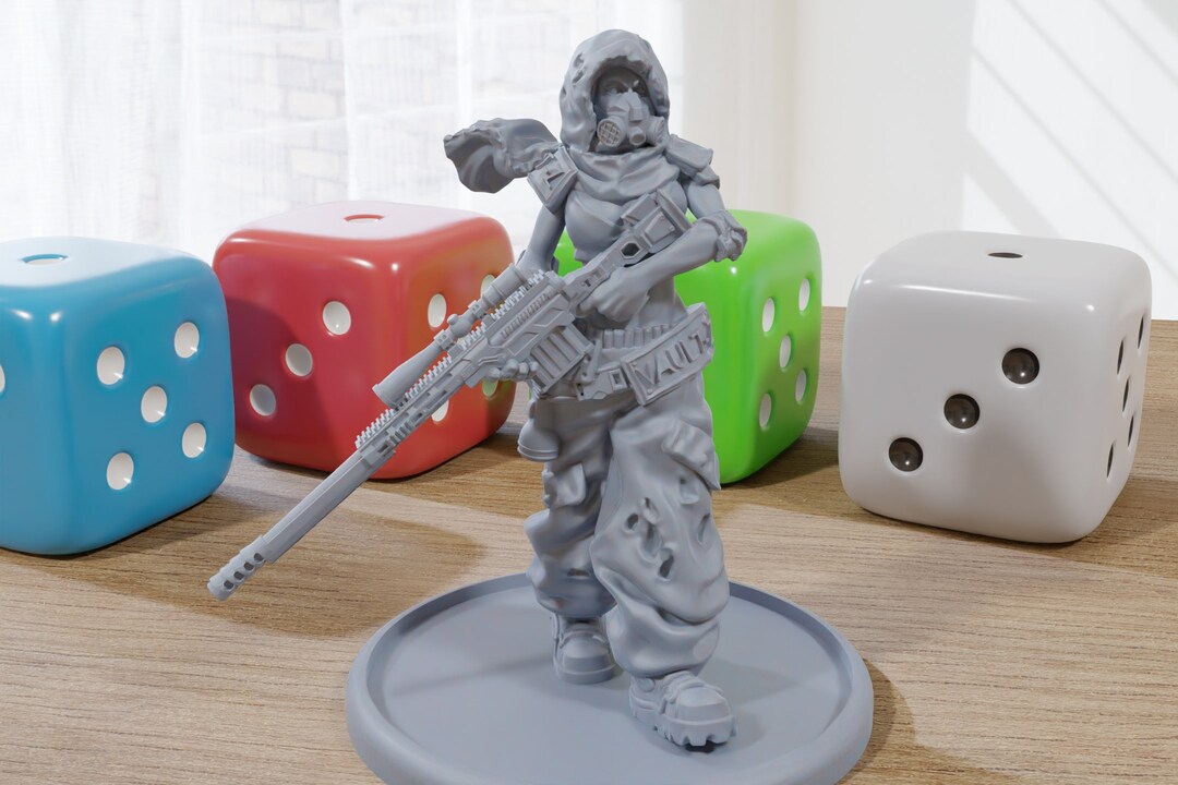 3D Printed Female Sniper Minifigure - Post Apocalyptic Tabletop Games ...