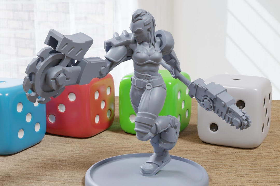Female Pit Fighter - 3D Printed Proxy Minifigure for Sci-fi Miniature ...