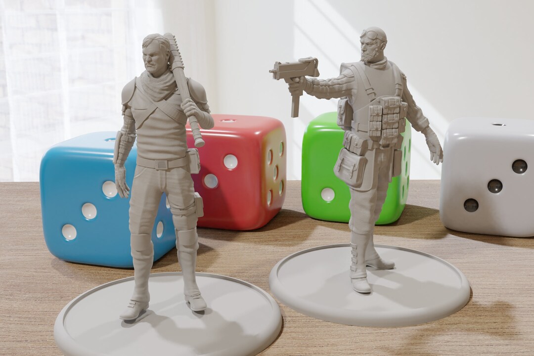 Mercenary Twins - 28mm / 32mm - Post Apocalyptic Minifigure - Ideal ...