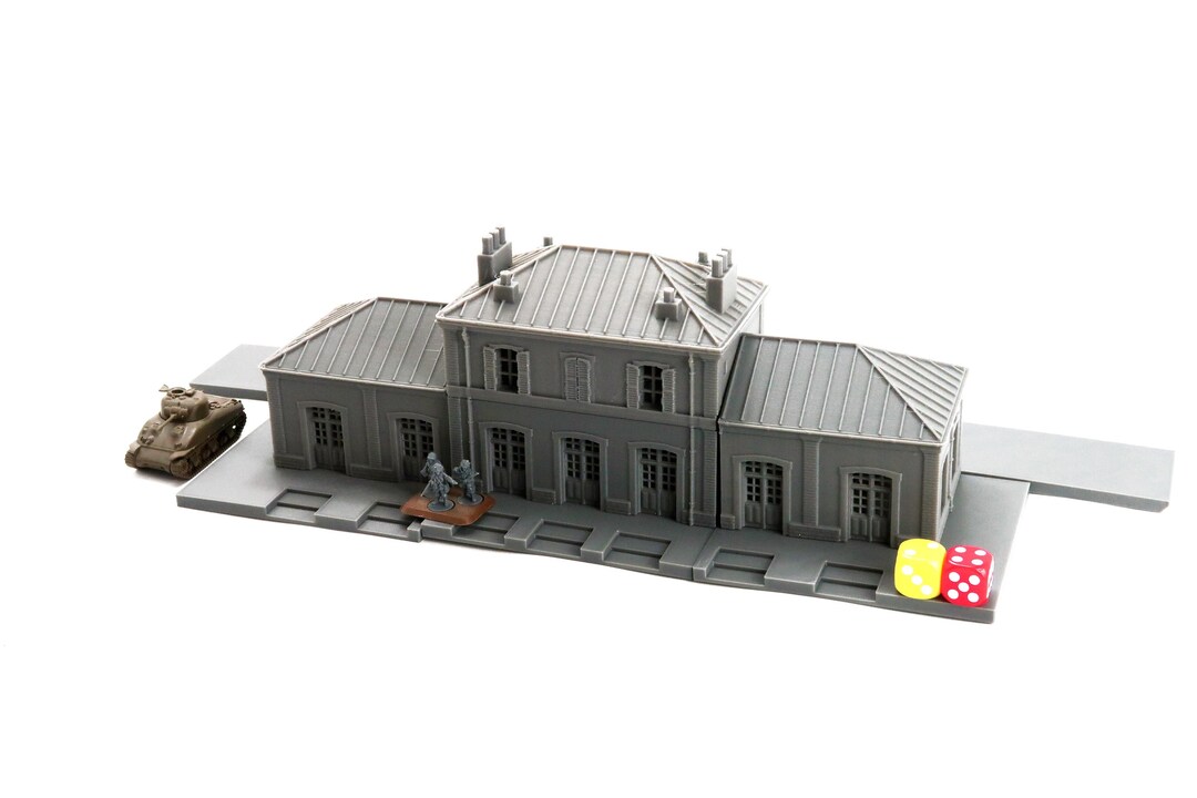 Carentan Train Station With Platform - 3D Printed Miniature WW2 ...