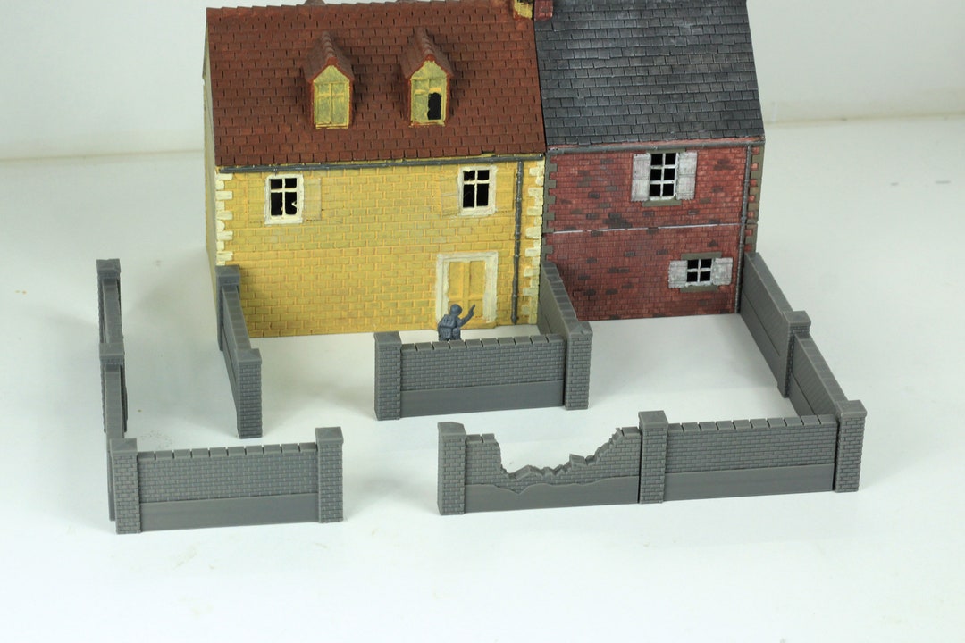Normandy Brickstone Walls Set 9pc - 3D Printed Tabletop Wargaming ...