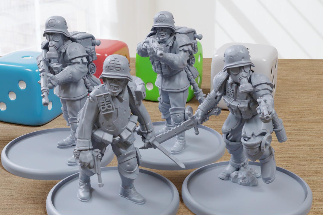 Heretic Rifle Squad - 28mm/32mm Scale 3D Printed Miniatures for Trench ...