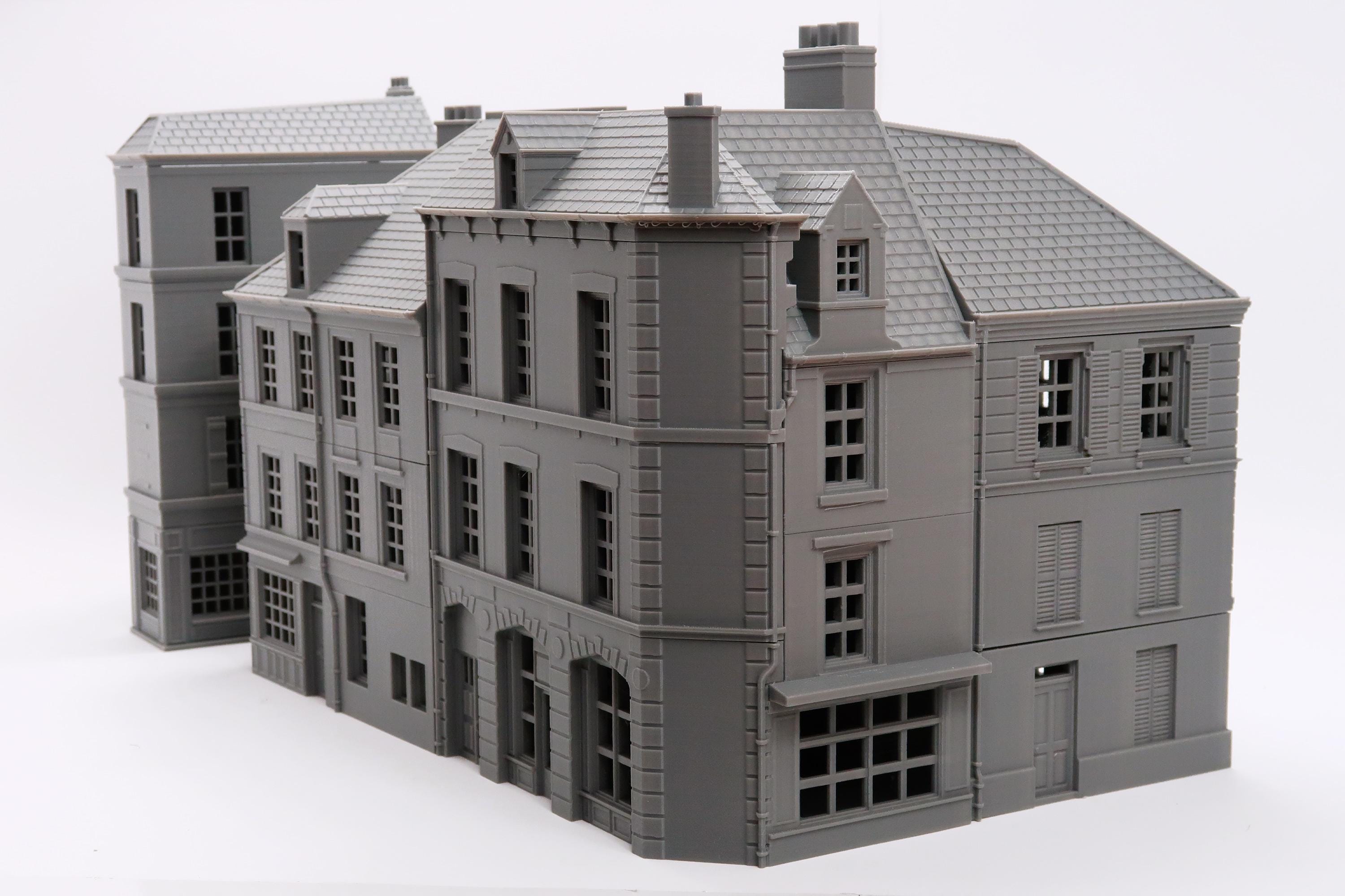 Caen Corner Buildings Set - WW2 Normandy Scenery - 3D Printed Miniature ...