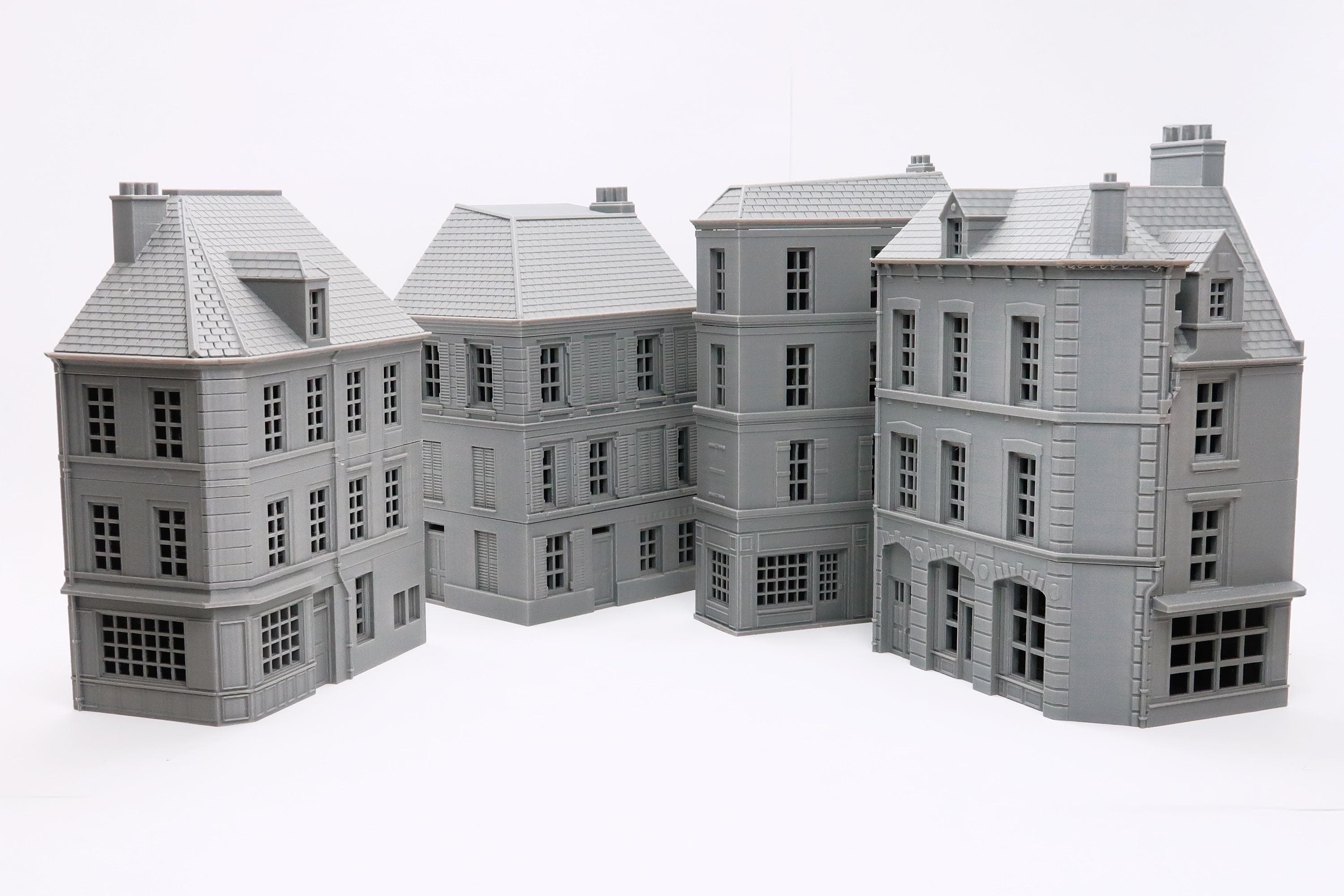 Caen Corner Buildings Set - WW2 Normandy Scenery - 3D Printed Miniature ...