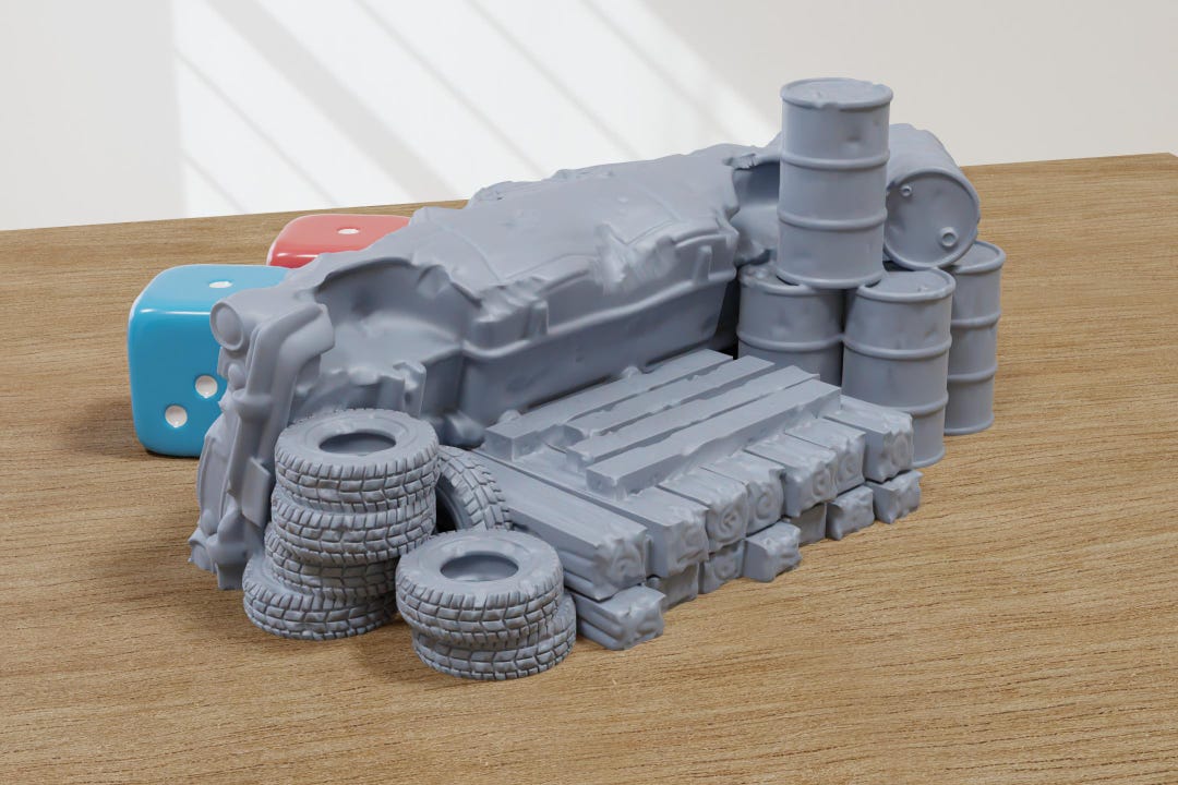 Wrecked Car Obstacle - 3D Printed Vehicle for Miniature Tabletop ...