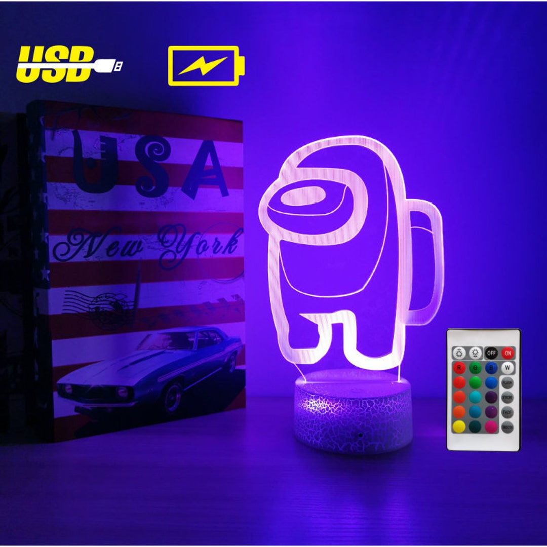 Personalized Among Us LED Lamp: 3D Acrylic Night Light, 16-color Remote ...
