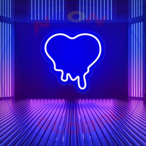 Dripping Heart Neon Sign, Wedding Neon Sign, Party Neon, Bedroom Custom ...